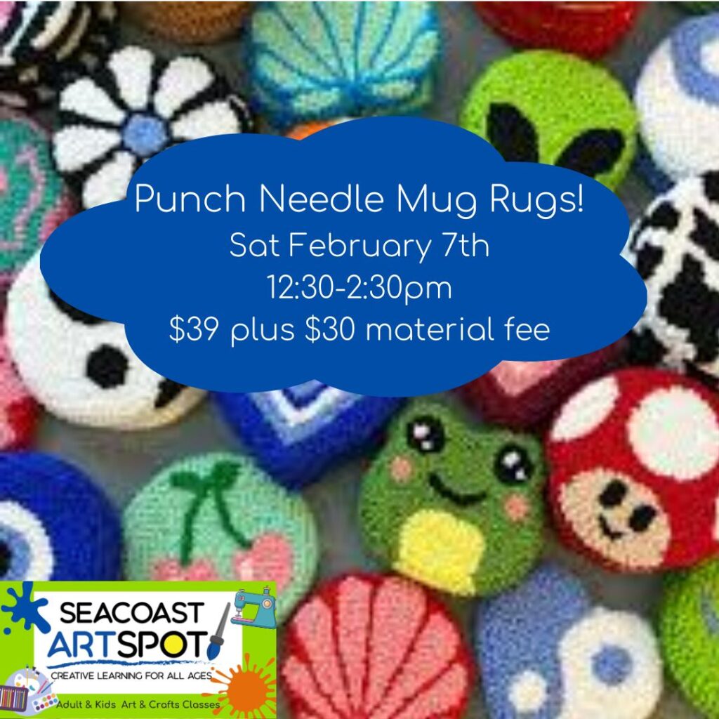 Punch Needle Mug Rugs (Coasters)! $39 plus $30 material fee - Seacoast ...