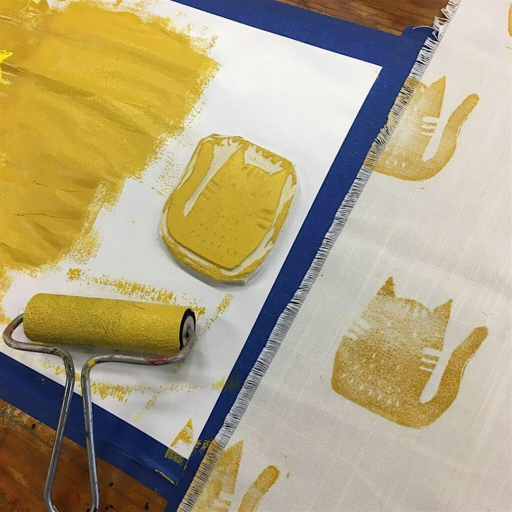 Block Printed Tea Towel: Create Your Own Design - Seacoast Art Spot